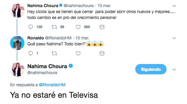 nahima salida televisa
